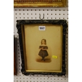 19TH CENTURY WATERCOLOUR OF "GIRL HOLDING A PURSE" SIGNED CELIA BOYLE 1854
