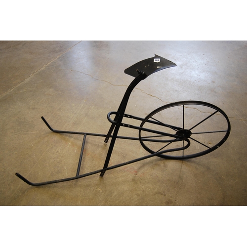 VINTAGE WROUGHT IRON PUSH ALONG HOE