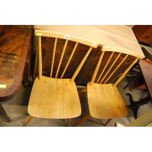 PAIR OF ERCOL STYLE SPINDLE BACK DINING CHAIRS