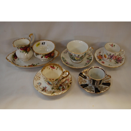 4 VARIOUS TEACUPS & SAUCERS AND ROYAL ALBERT OLD CONTRY ROSES SUGAR ...