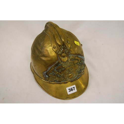FRENCH FIRE BRIGADE BRASS HELMET "SAPEURS POMPIERS D'IFFENDIC"