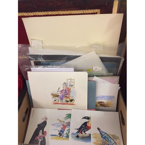 LARGE QUANTITY OF PEN & INK & WATERCOLOUR CARTOONS, BOOKS, ETC