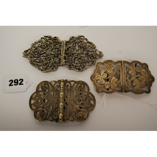 3 SILVER PLATED NURSES BUCKLES