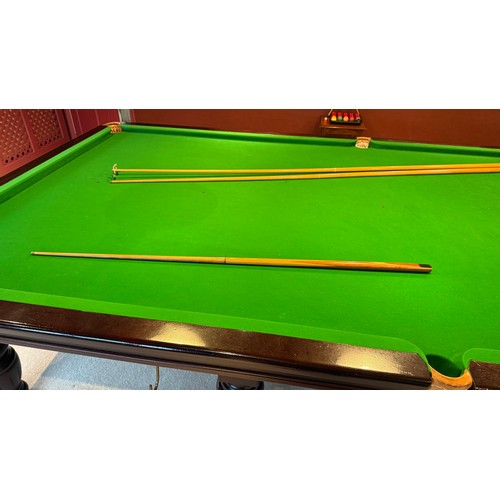 RILEY FULL SIZED SLATE BED SNOOKER TABLE, TOGETHER WITH CUES, BALLS ...