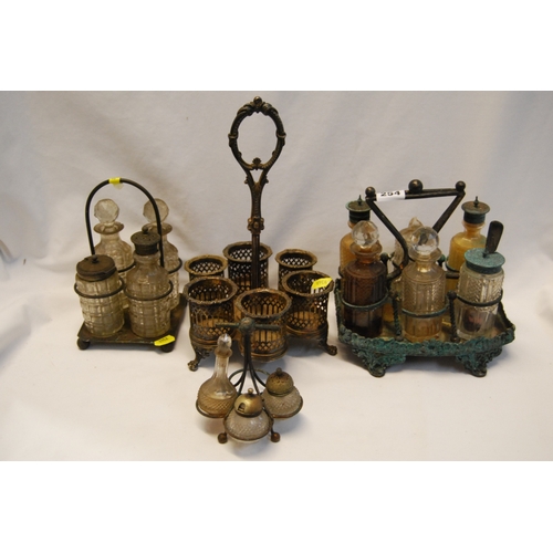 4 VARIOUS PART CRUET SETS & STANDS