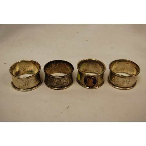 PAIR OF SILVER NAPKIN RINGS, SHEFFIELD 1922, WALKER & HALL, 1 ENGRAVED ...