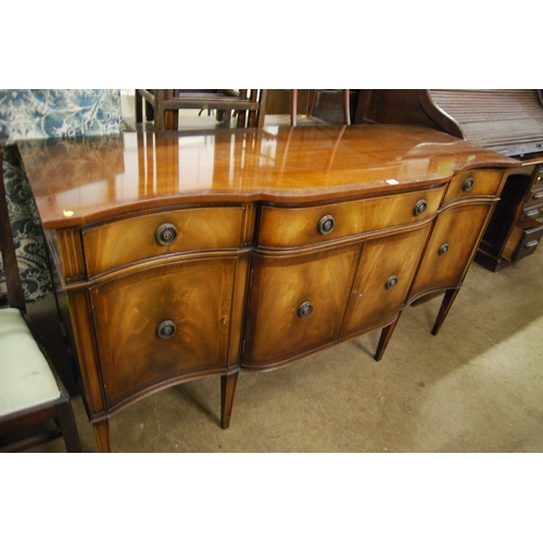 REPRODUCTION BOW FRONTED MAHOGANY SIDEBOARD