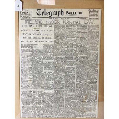 A collection of framed front page newspapers from Easter Rising 1916 ...