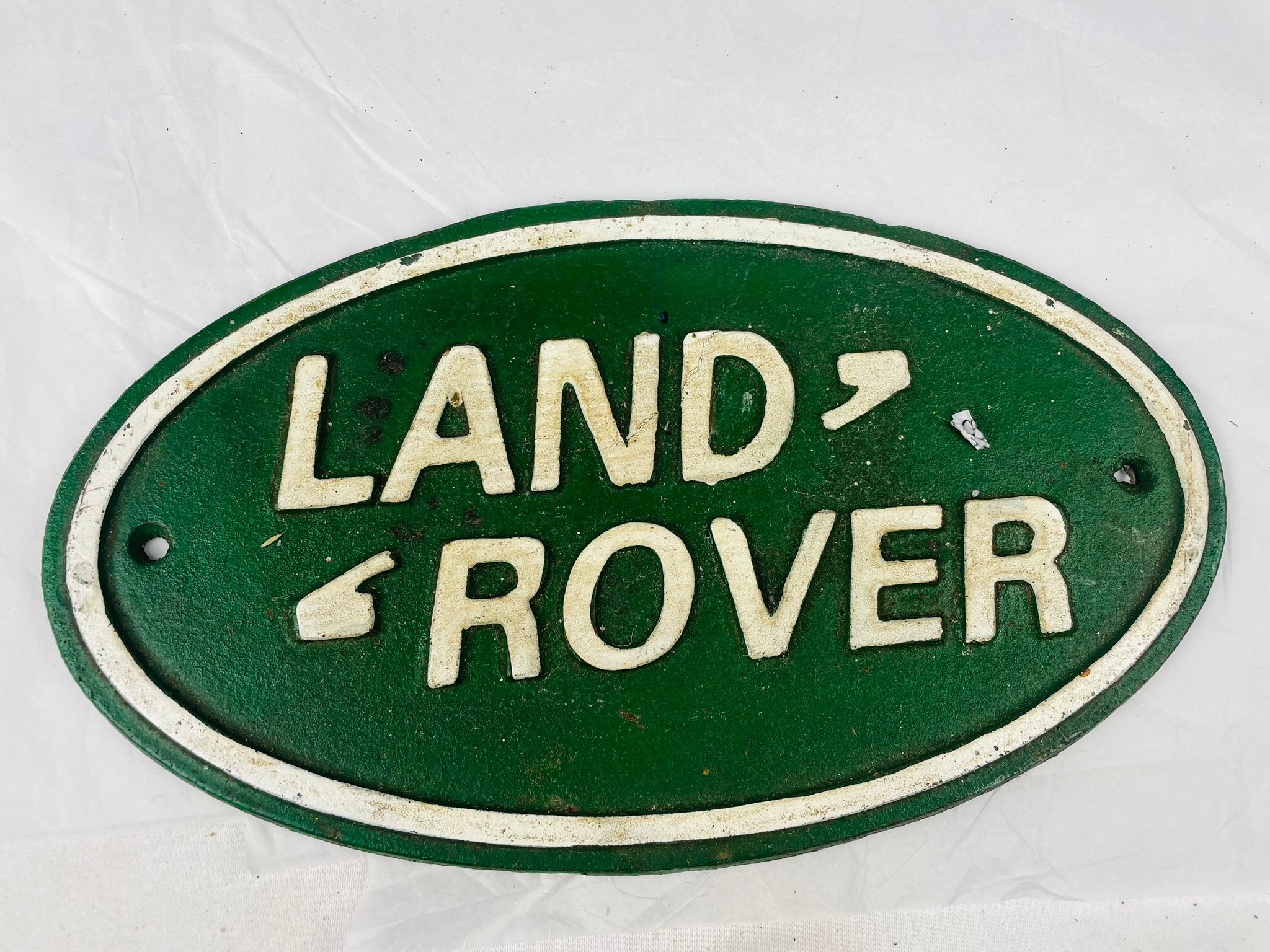 Land Rover cast iron plaque 11''d