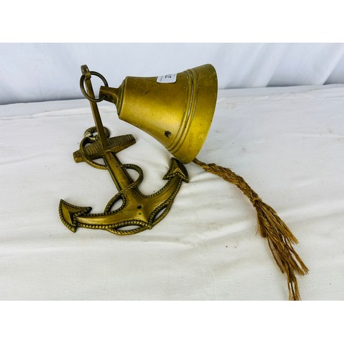 CALLING TIME BRASS ANCHOR BELL WALL MOUNTED H20CM W 20CM D17CM