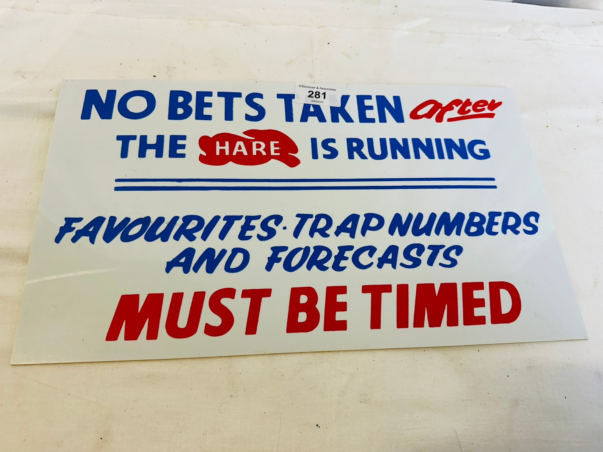 OLD BETTING OFFICE SIGN 22CM X 38CM