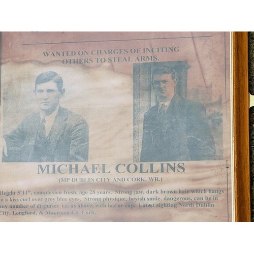 Large Michael Collins “Reward Poster” rare Pictorial Print housed in ...