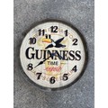 Guinness Time Pub advertising clock, barrel wooden clock (40cm x 8cm)