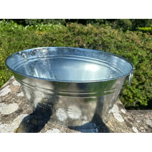 Large galvanised ice bucket with 2 handles