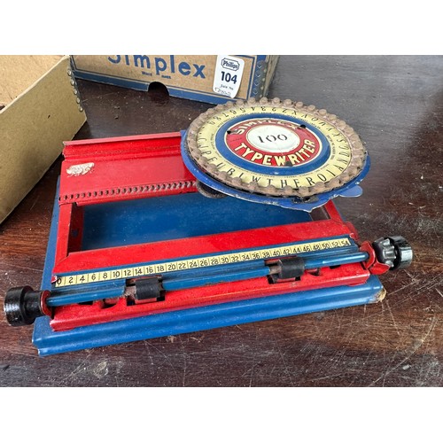 Simplex Typewriter, Practical 100, with original box. Index typewriter