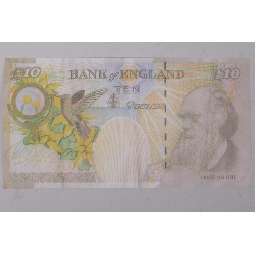 A Banksy £10 note, featuring Princess Diana, 14 x 7cm