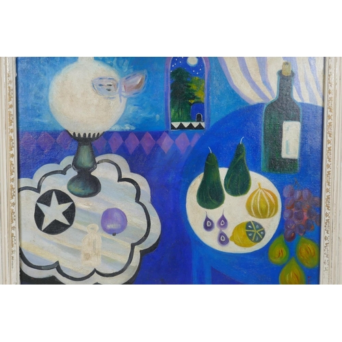 After Mary Feddon, R.A., (British, 1915-2012), blue still life, The ...