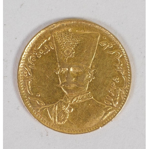 A C19th Iranian Qajar dynasty, Nasir al-Din Shah, (1848-1896), gold ...