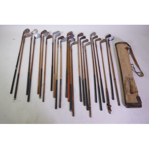 Collection of antique and vintage golf clubs, various makers, A. ?bes ...
