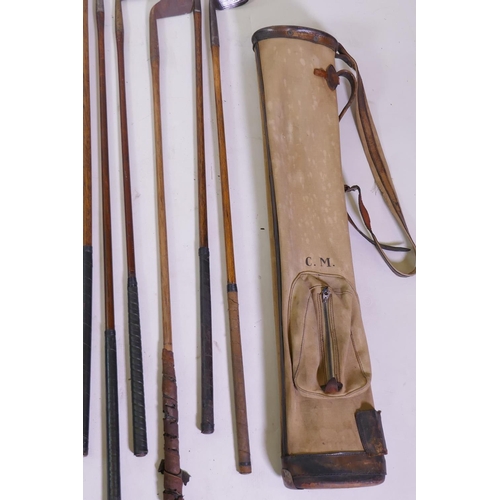 Collection of antique and vintage golf clubs, various makers, A. ?bes ...
