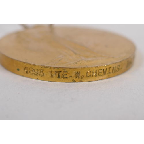 A WWI British War Medal and Victory Medal, presented to Private Walter ...