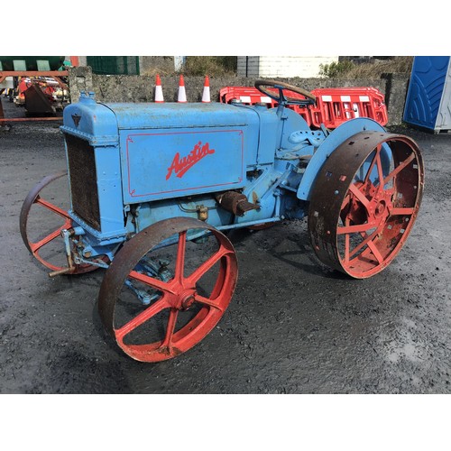 Early Austin tractor, on steel wheels. Engine needs recommissioning