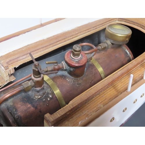 A LIVE STEAM MODEL STEAM YACHT, CIRCA 1950 the planked and framed hull ...