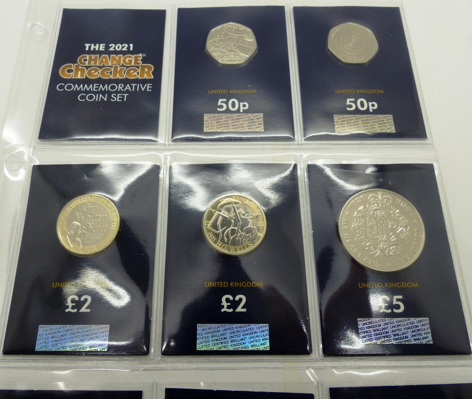 Change Checker: The 2021 commemorative coin set, five UNC coins 50p-£5 ...