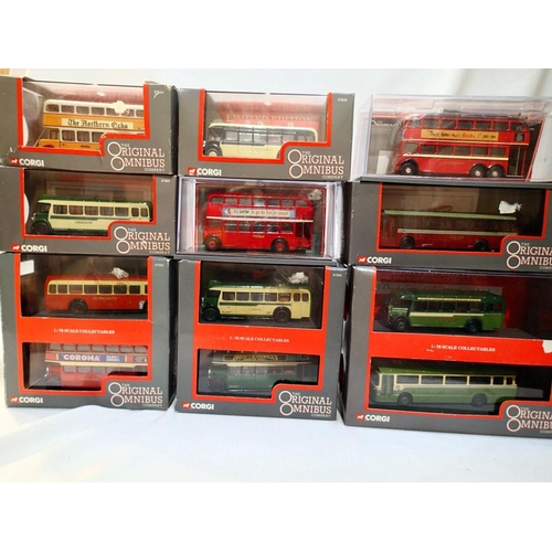 Nine Corgi OOC buses and coaches including three twin seats, all ...