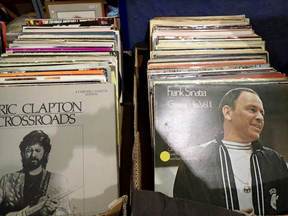 Two boxes of mixed vinyl records, including Rock and Pop. Not available ...