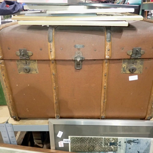 Wood board travel trunk containing mixed ephemera. Not available for in ...