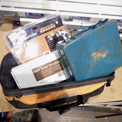 Bacho tool bag and Makita box with tools and New Evolution 10 inch ...