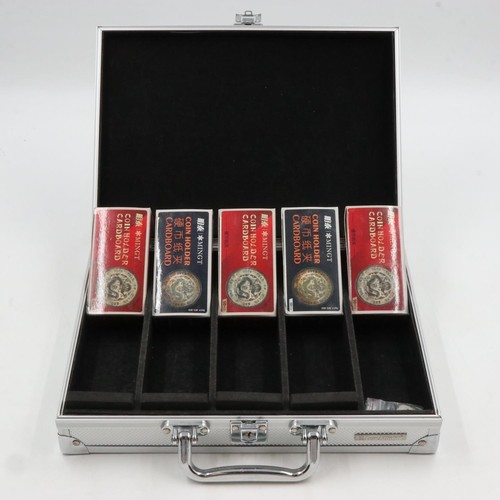 Aluminium coin case with 5 factory sealed boxes of coin flips on ...