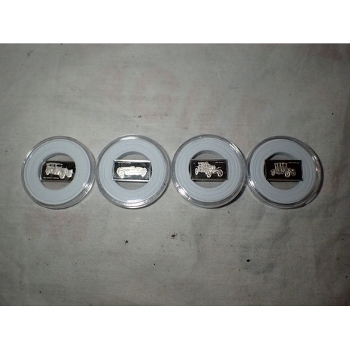Four silver bullion car ingots of John Pinches classic car collection ...
