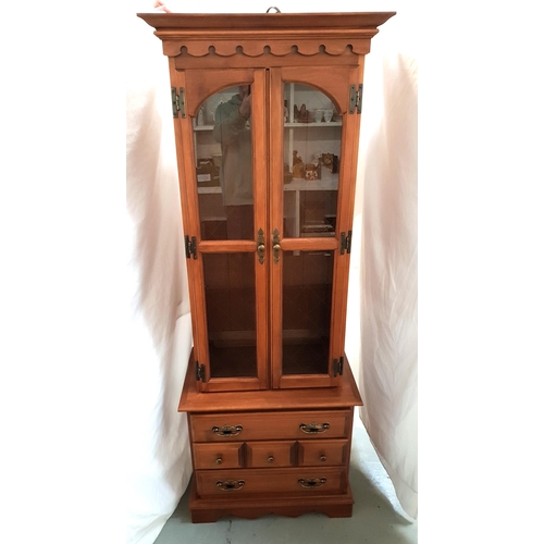 CANADIAN ROXTON MAPLE DISPLAY CABINET the pelmet with carved detail ...