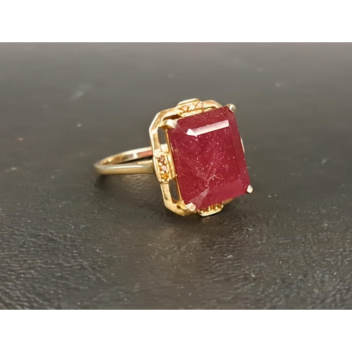 RUBY SINGLE STONE RING the rectangular cut ruby measuring approximately ...