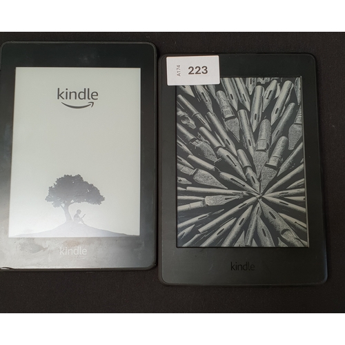 TWO AMAZON KINDLE E-READERS comprising a Paperwhite 4, serial number ...
