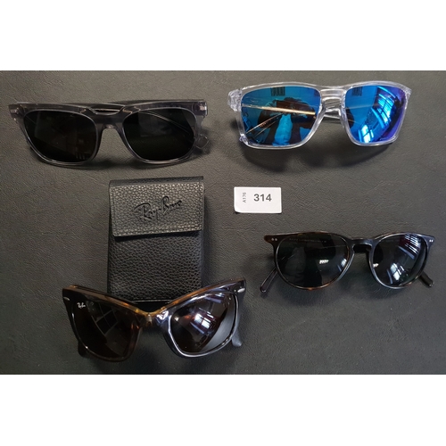 FOUR PAIRS OF DESIGNER SUNGLASSES comprising Folding Wayfarer Ray-Bans ...
