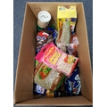 ONE BOX OF CONSUMABLE ITEMS including: breakfast cereal, chocolate ...