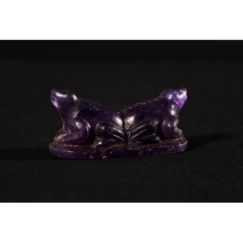 AN EGYPTIAN AMETHYST DOUBLE FROG AMULET LATE PERIOD TO PTOLEMAIC PERIOD ...