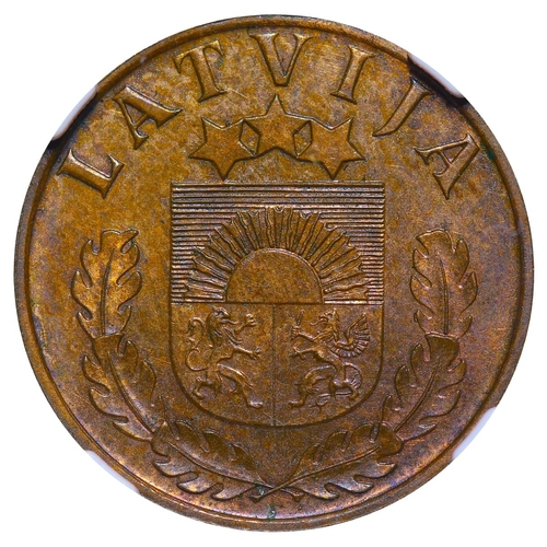 Latvia, President Karlis Ulmanis (1934 - 1940), 2 santimi, 1937 year ...