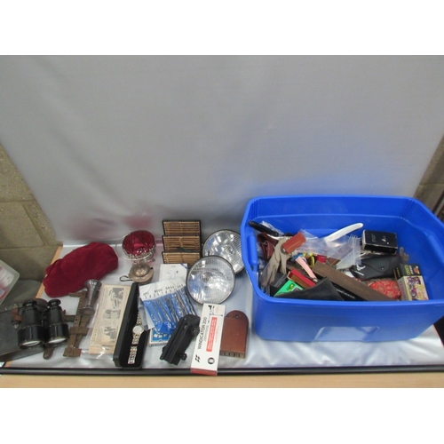 Blue container full of collectables