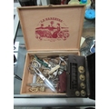 cigar box and contents + weights