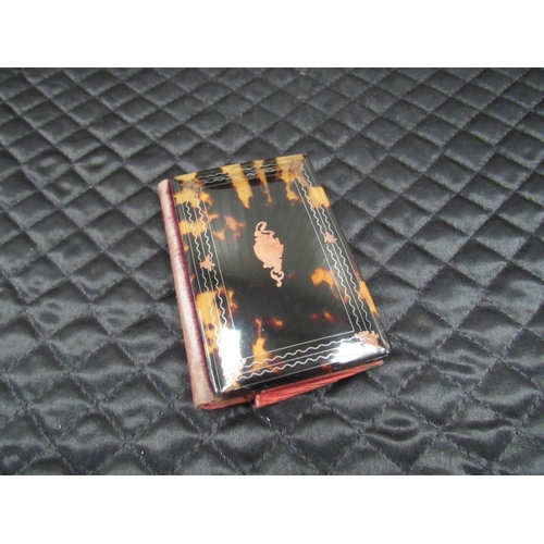Antique tortoiseshell card case with silver & gold inlay