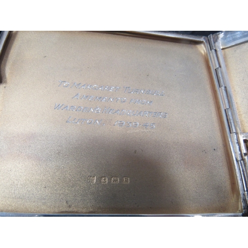 1942 War Time Solid Silver Heavy Cigarette Case