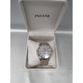 Pulsar Solar 50m mens watch, boxed, white dial