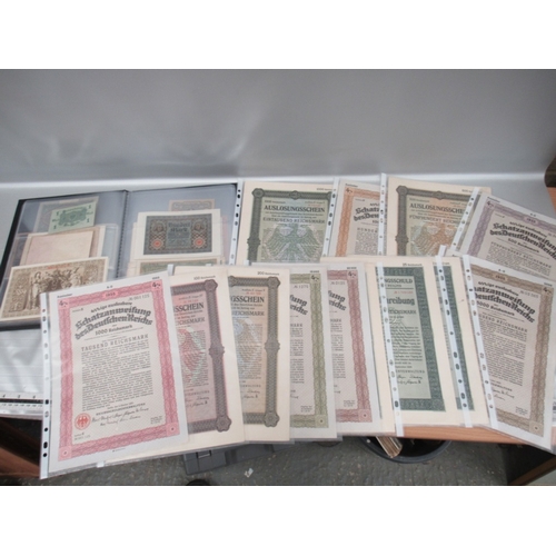 Folder of old German bank notes