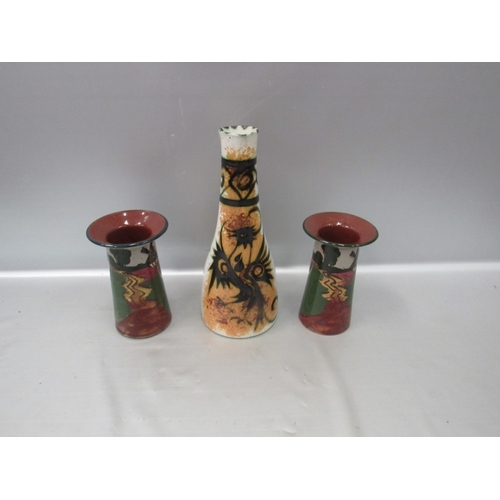 3 West Country pottery vases (inc Newlyn)