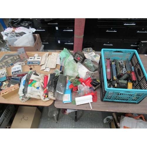 4 Boxes of OO gauge train stuff - Loco's, wagons, scenery