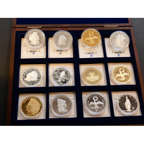 REPLICAS. "Famous US Coin Replicas", collection of twelve silver-plated ...